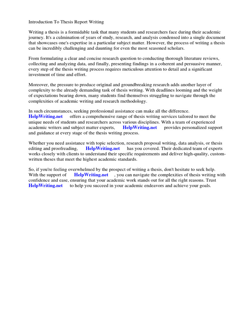 Introduction To Thesis Report Writing | PDF | Career & Growth | Business