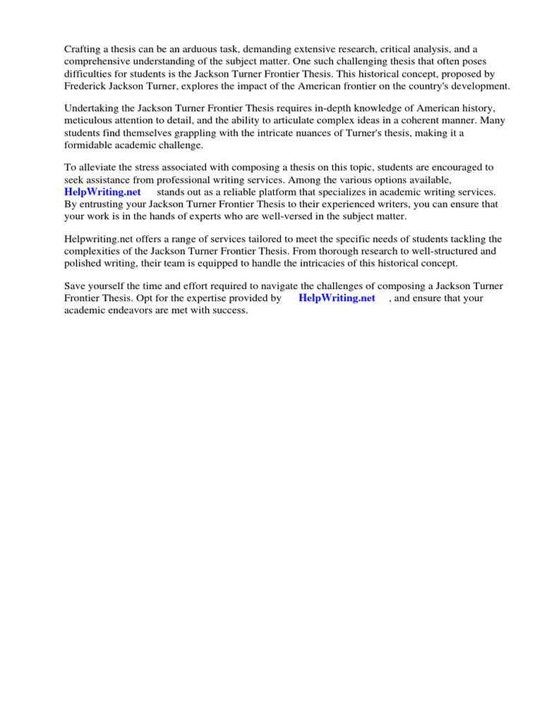 Jackson Turner Frontier Thesis | PDF