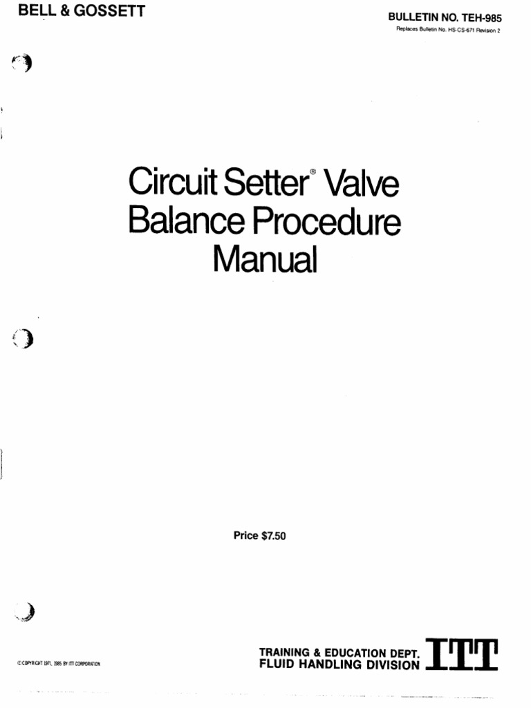 Circuit Setter Valve Balance Procedure | PDF