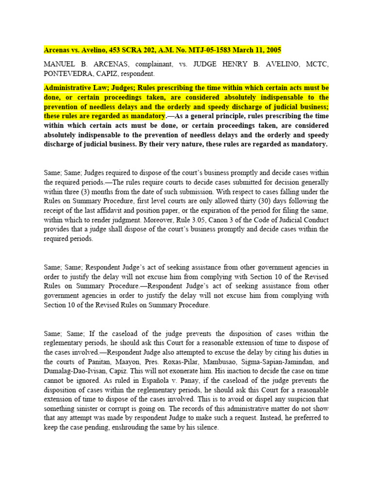 Judge Avelino's Delay in Case Ruling | PDF | Summary Judgment ...