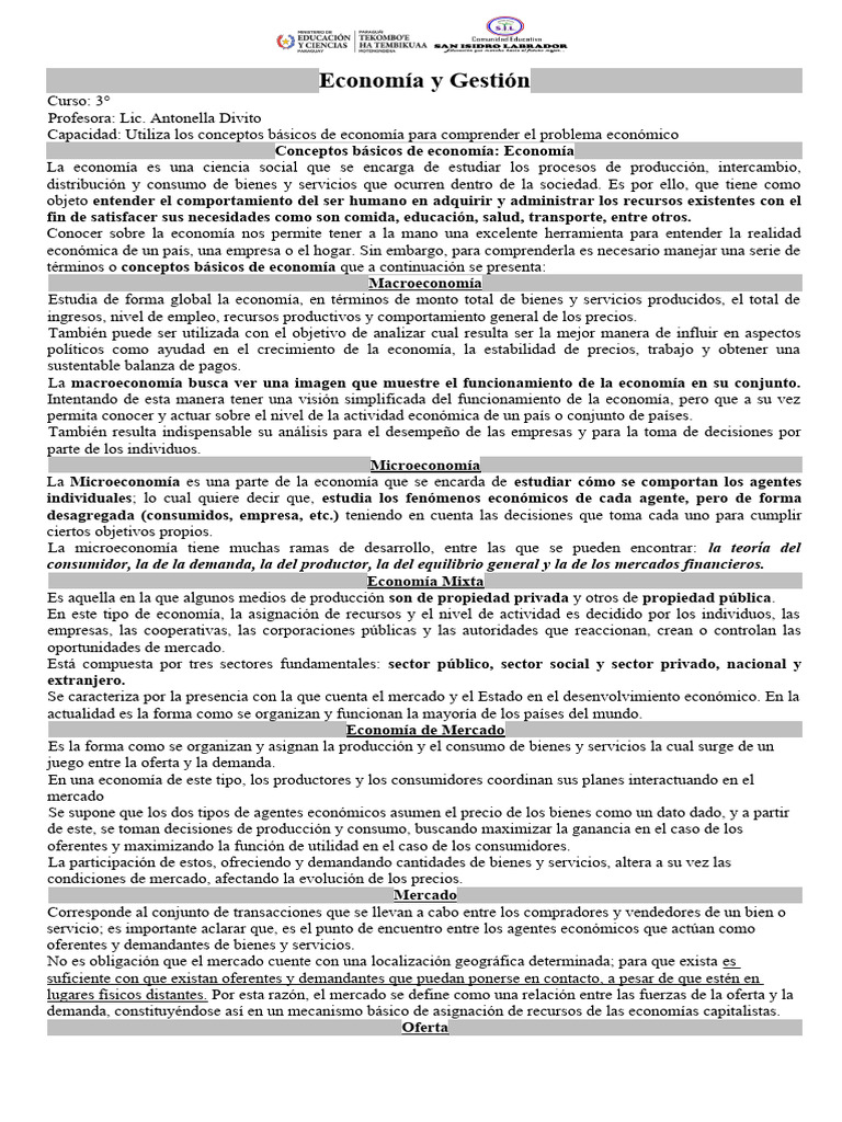 Conceptos Básicos de Economía | PDF | Mercado (economía) | Monopolio