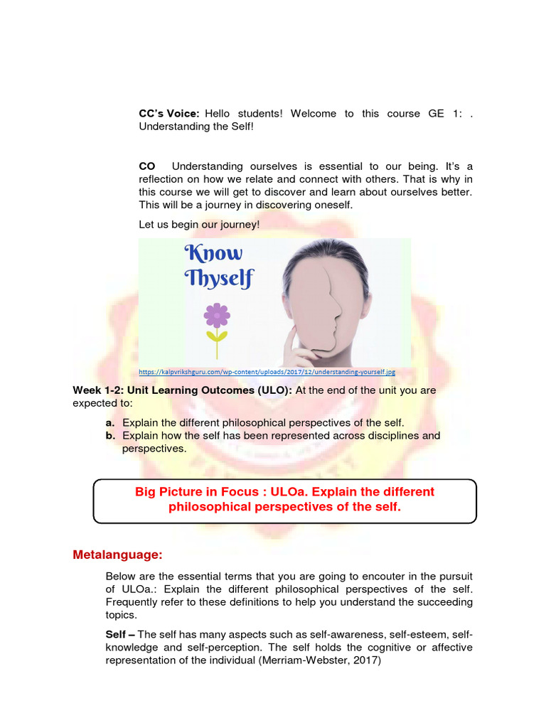 Ge1 Module Week 1 2 | PDF | Id | Soul