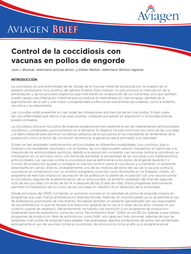 Vacuna Coccidia Aviagen | PDF | Sistema inmune | Vacunas