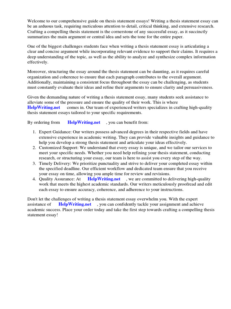 Thesis Statement Essay Guidelines | PDF | Essays | Thesis