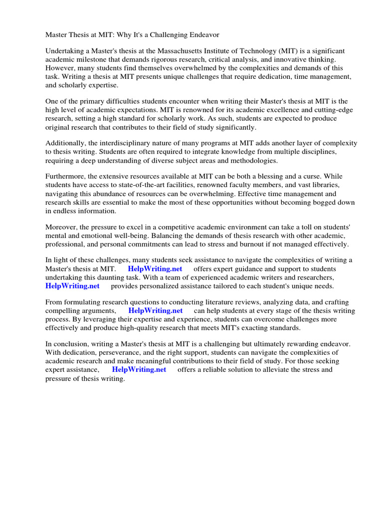 Master Thesis at Mit | PDF | Massachusetts Institute Of Technology | Thesis