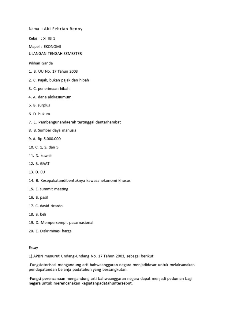 Abi Febrian Benny (XII IIS 1) | PDF | Pengelolaan Keuangan & Uang | Ilmu Sosial