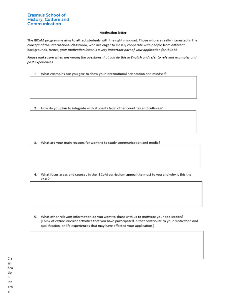 IBCoM Motivation Letter Guidelines | PDF