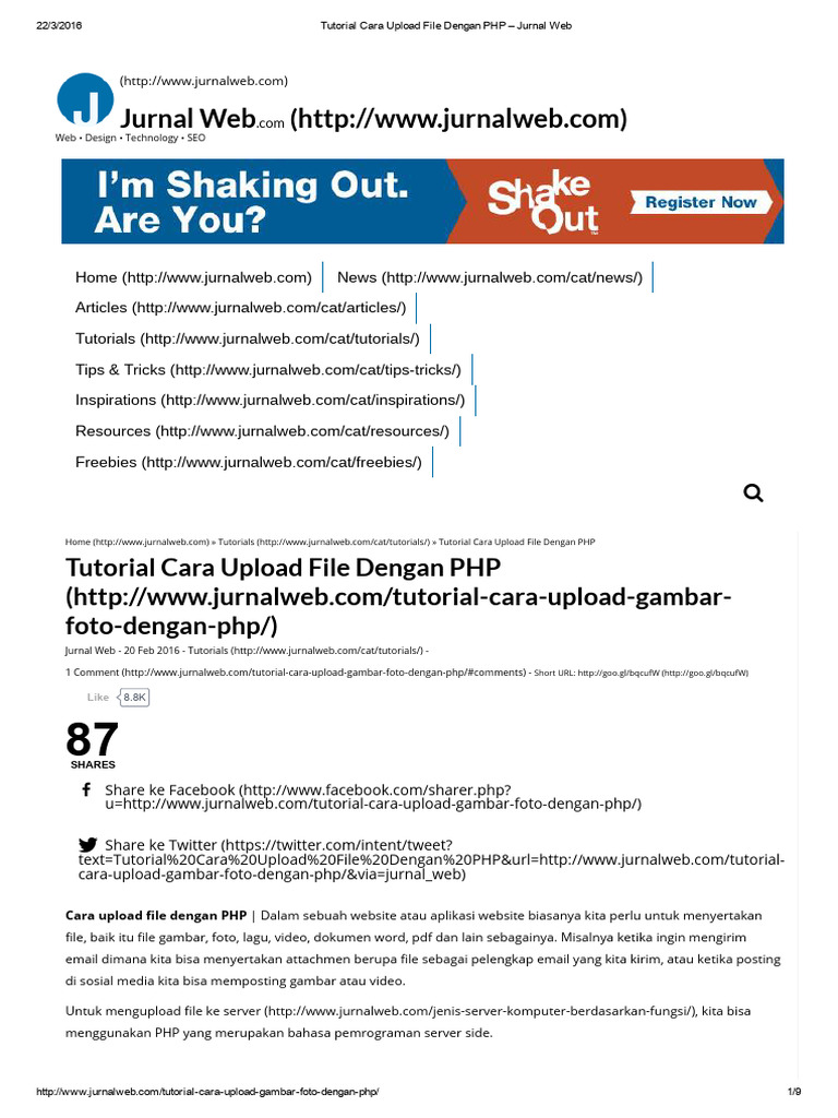 Tutorial Cara Upload File Dengan PHP - Jurnal Web | PDF | Karier ...