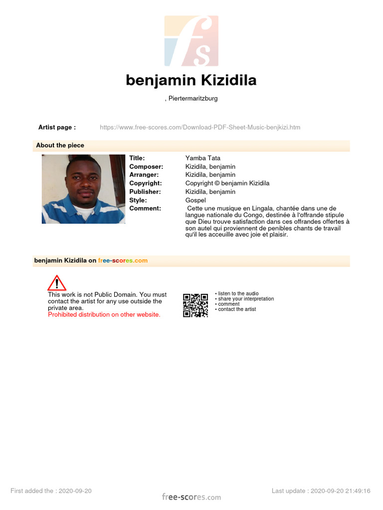 (Free Scores - Com) - Kizidila Benjamin Yamba Tata 165883 | PDF