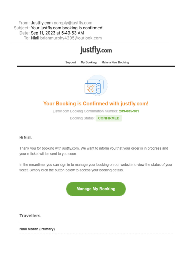 Your Justfly - Com Booking Is Confirmed! | PDF | Fee | Baggage