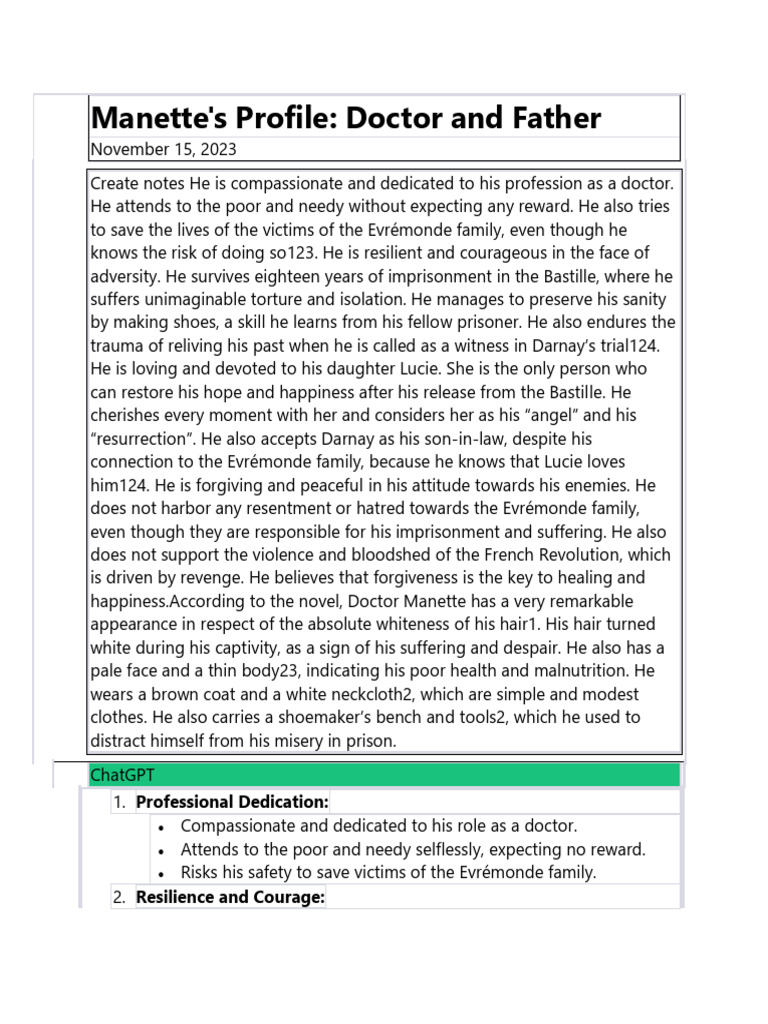A Tale of Two Cities Notes | PDF | A Tale Of Two Cities