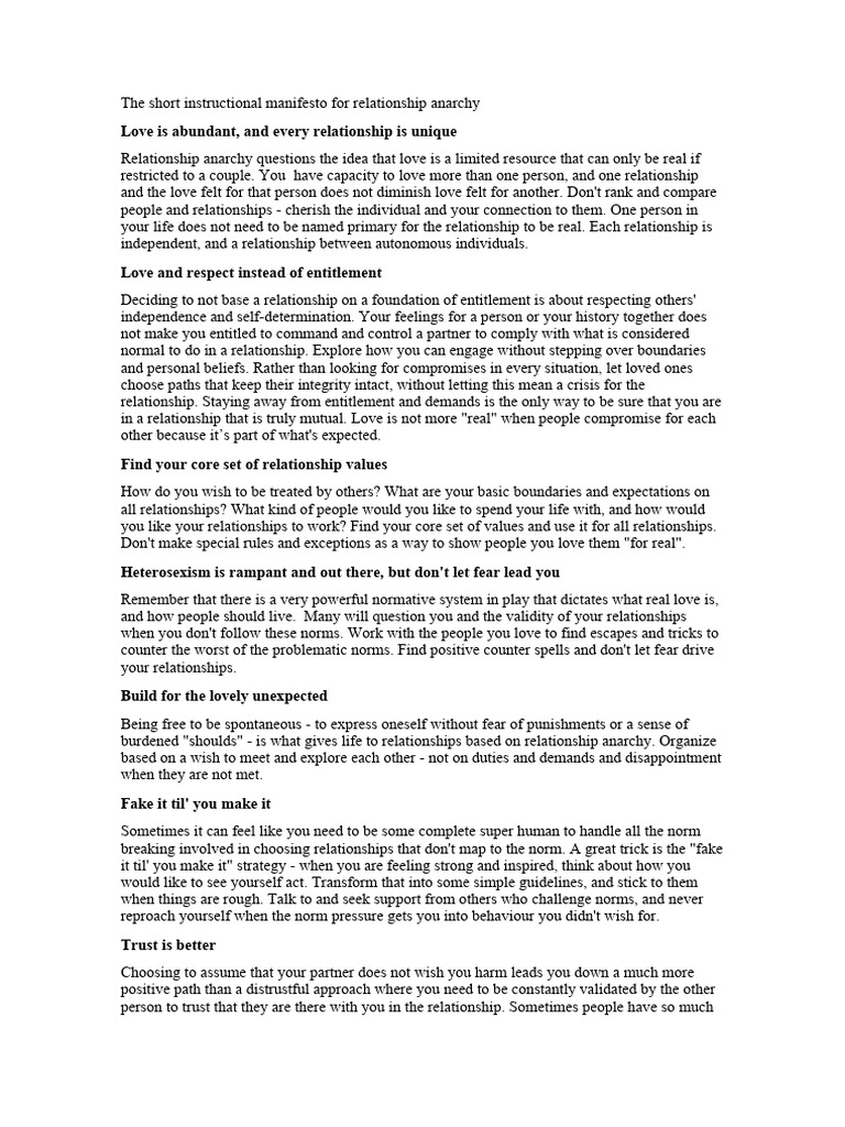 The Short Instructional Manifesto For Relationship Anarchy | Download ...