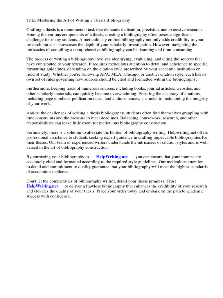 How To Write Bibliography For Thesis Paper | PDF