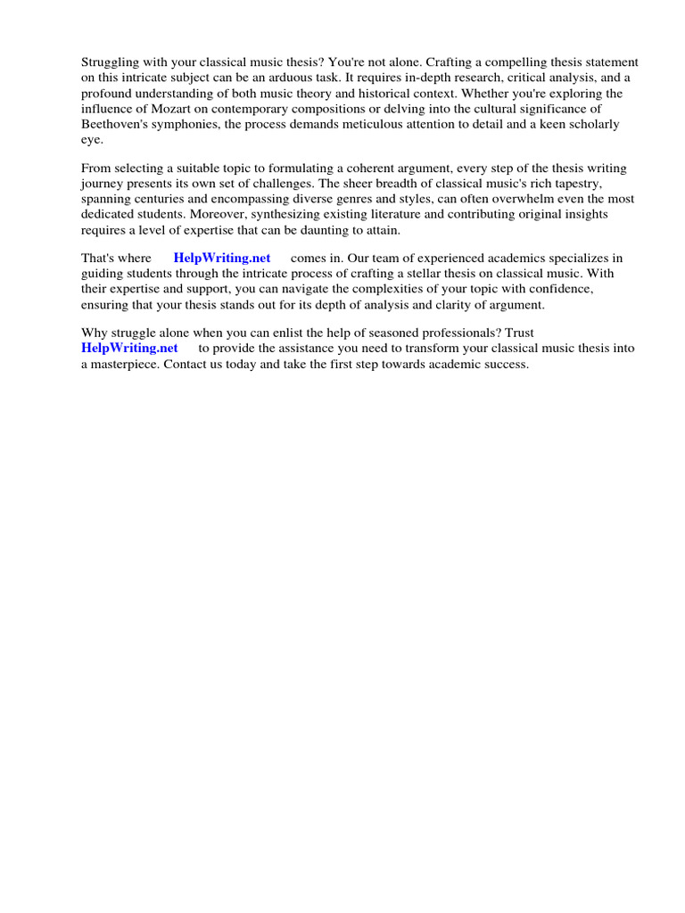 Classical Music Thesis Statement | Download Free PDF | Thesis | Essays