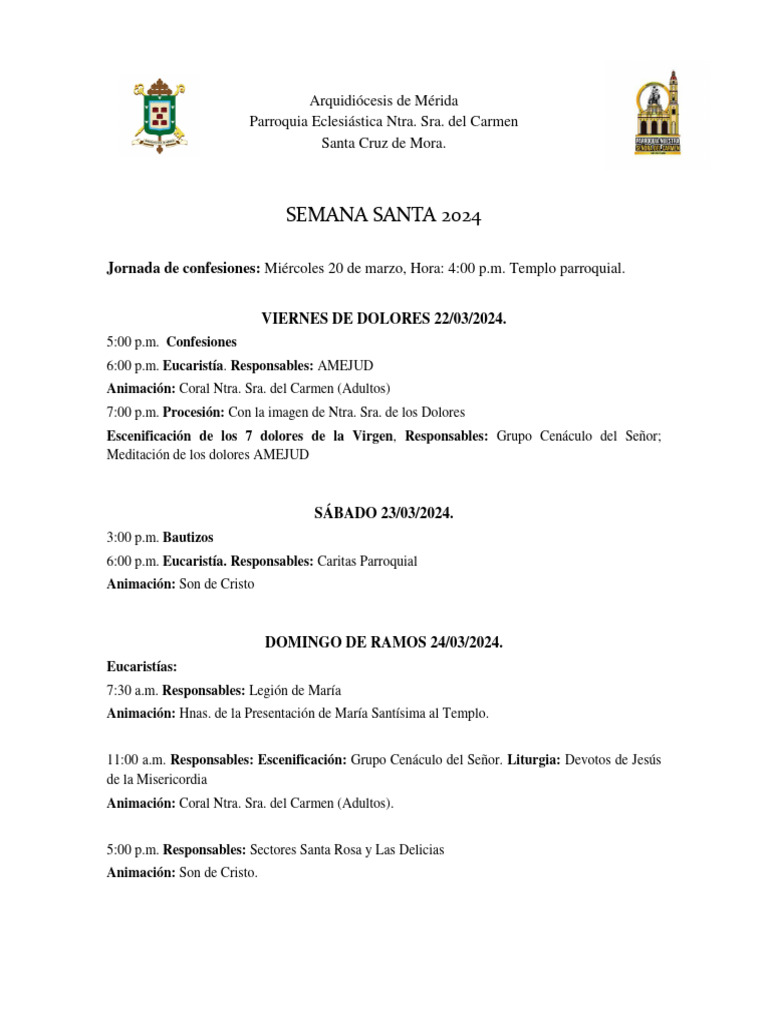 Programa Semana Santa 2024-1 | PDF