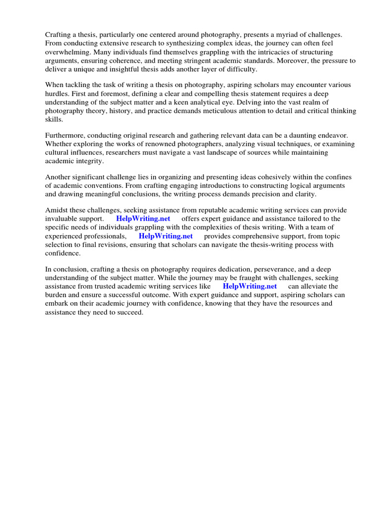 Photography Thesis Writing Guide | PDF | Essays | Thesis