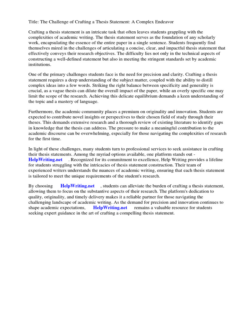 Thesis Statement in First Paragraph | PDF | Career & Growth | Social ...
