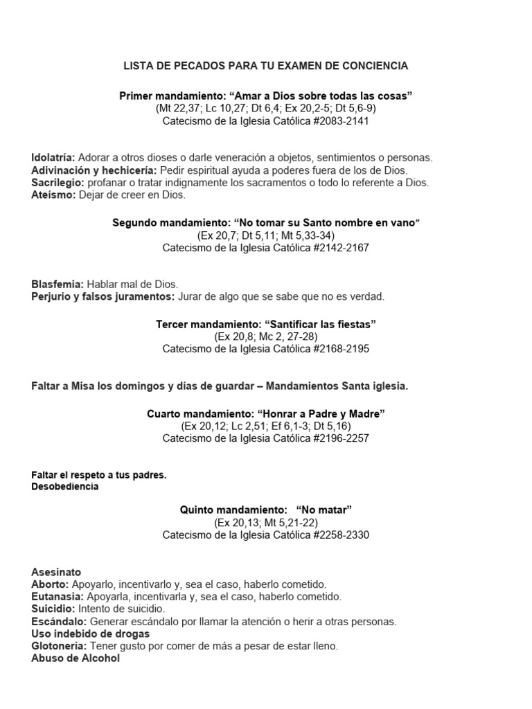 Lista de Pecados Resumen | PDF