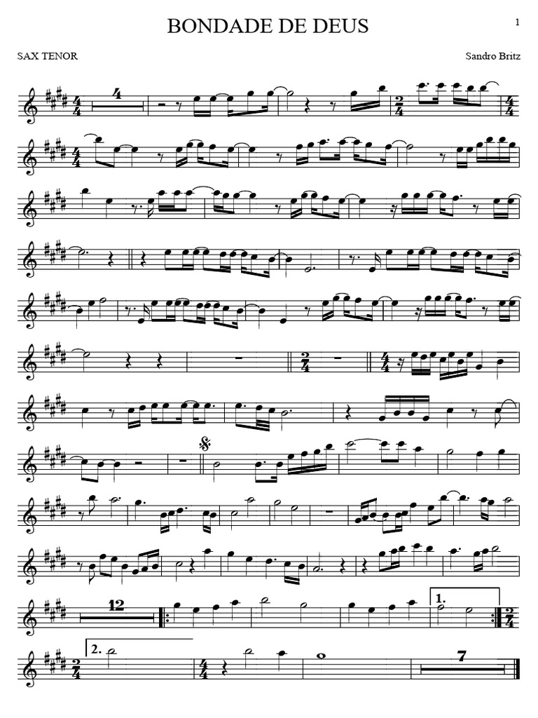 Bondade de Deus Sax Tenor | PDF