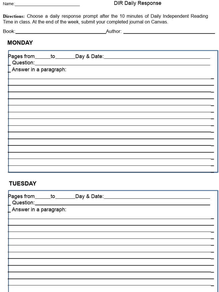 Daily Independent Reading Prompts | PDF | Experience