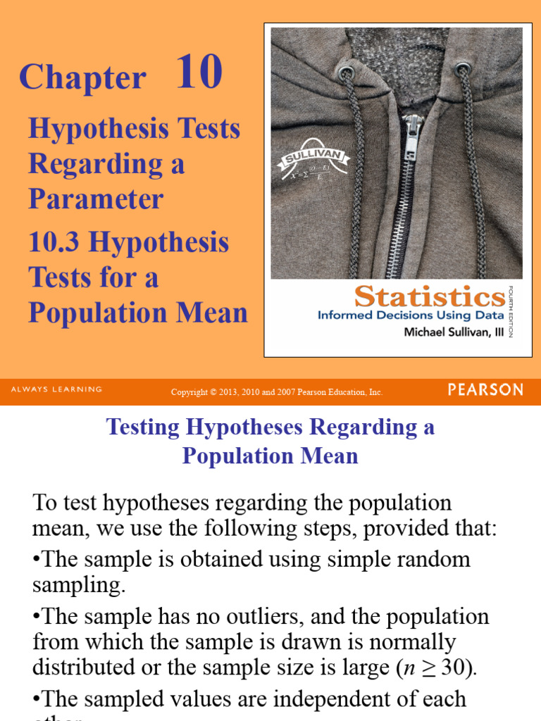 Hypothesis Tests Regarding A Parameter 10.3 Hypothesis Tests For A ...