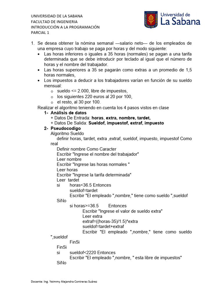 Tema C Pseudocodigo | PDF | Salario | Labor