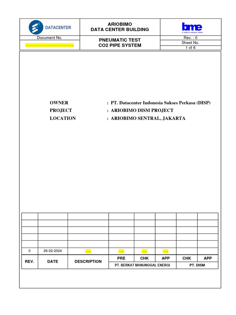 Pneumatic Test Procedure for CO2 System | PDF | Pipe (Fluid Conveyance ...