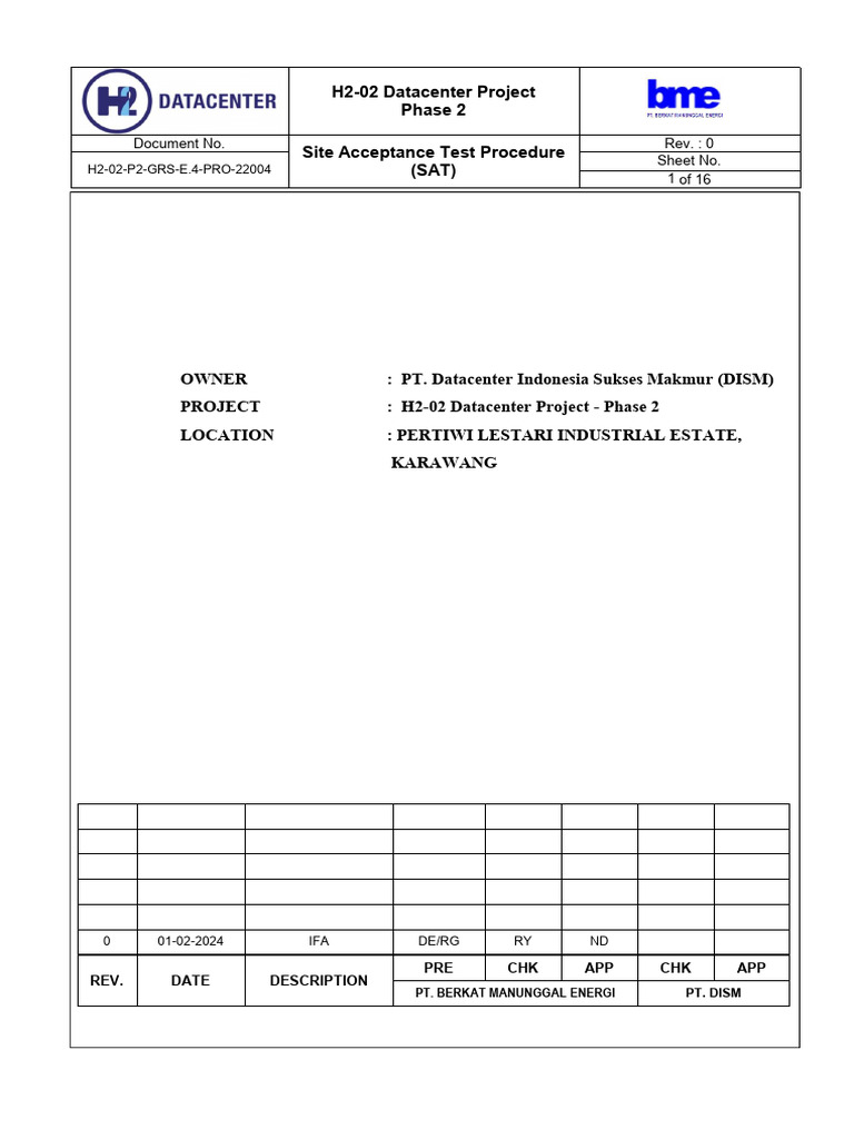 Site Acceptance Test Procedure Overview | PDF | Electric Generator ...