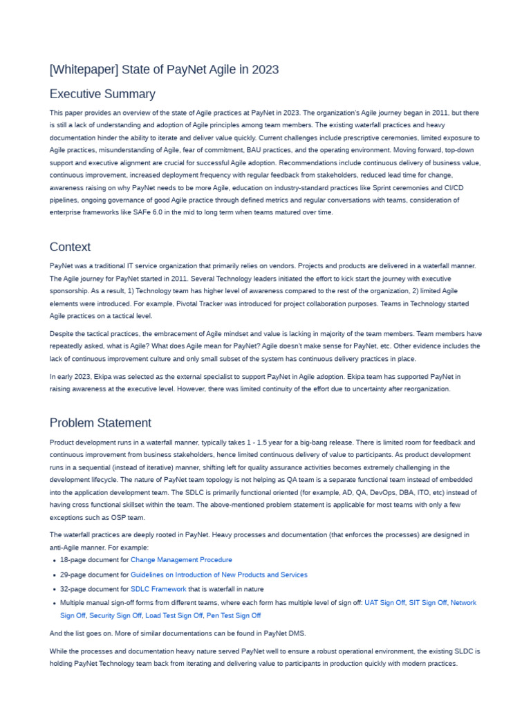 (Whitepaper) State of PayNet Agile in 2023 | Download Free PDF | Agile ...