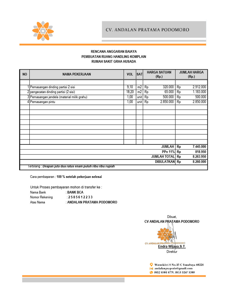 Pembuatan Ruang Handling Komplain | PDF