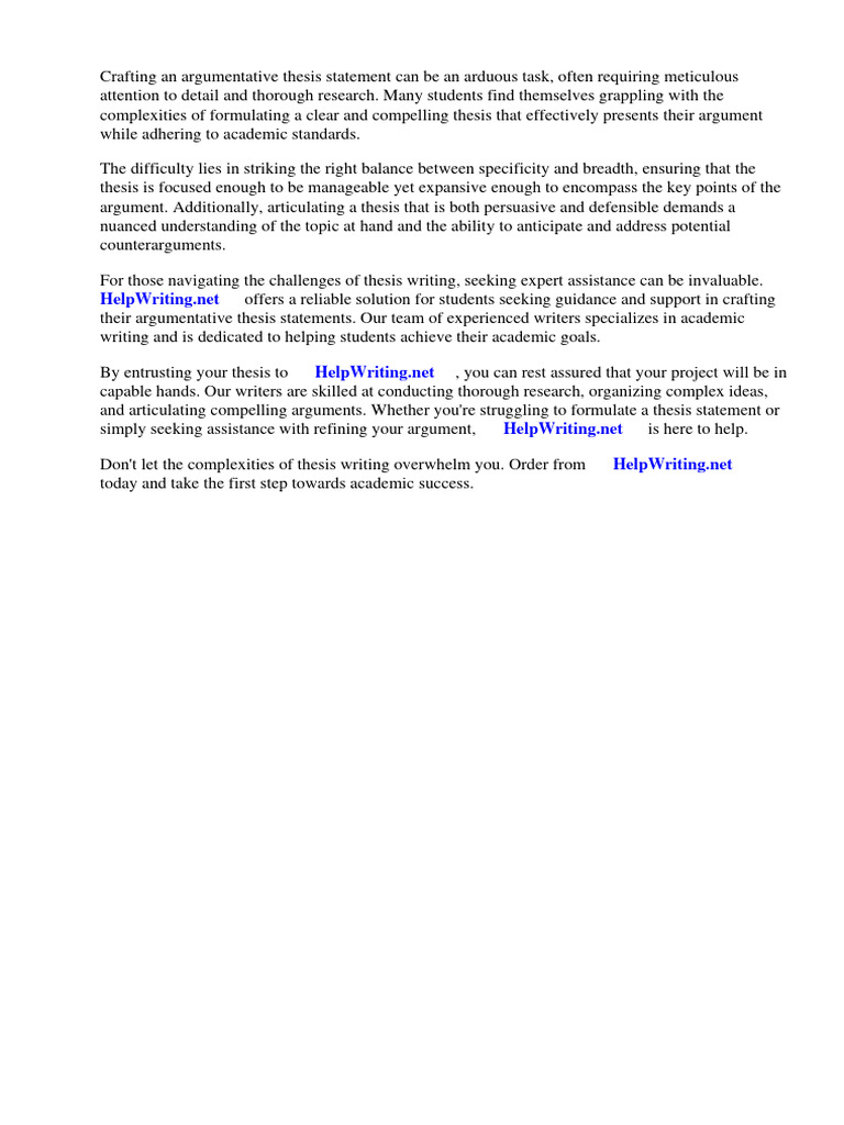 Argumentative Thesis Statement Format Pdf Essays
