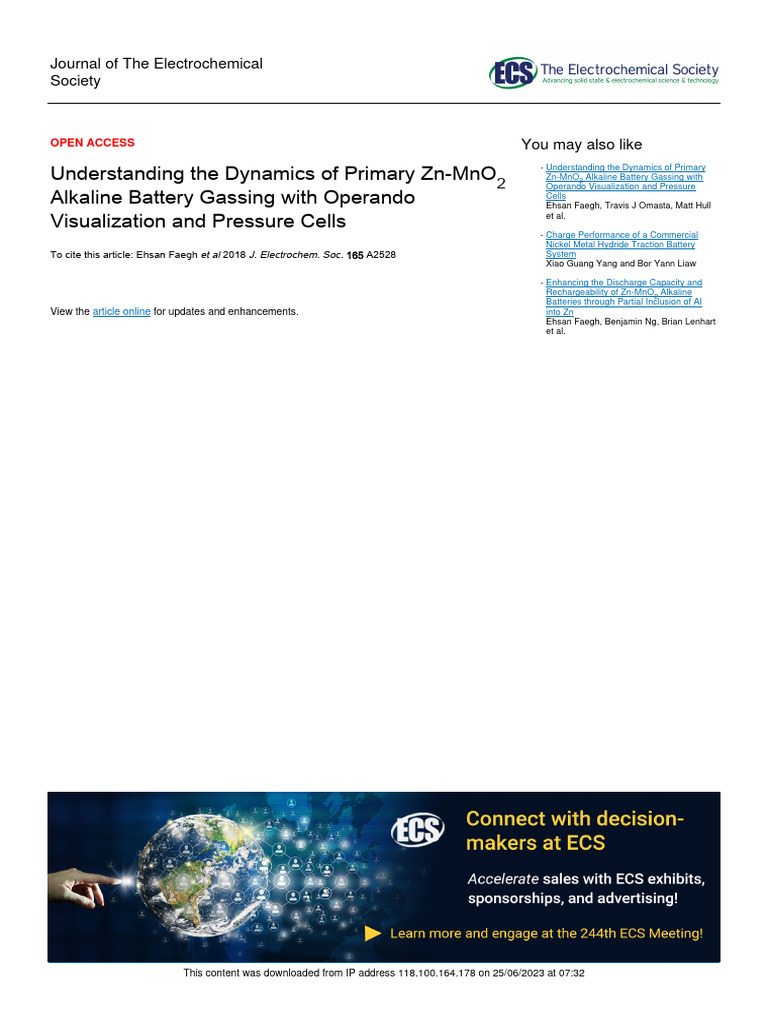 Understanding The Dynamics of Primary Zn-MnO2 Alkaline Battery Gassing ...