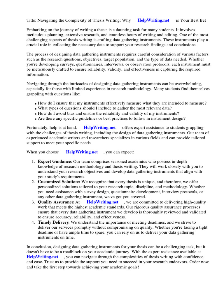 Data Gathering Instruments in Thesis Sample | PDF | Career & Growth ...