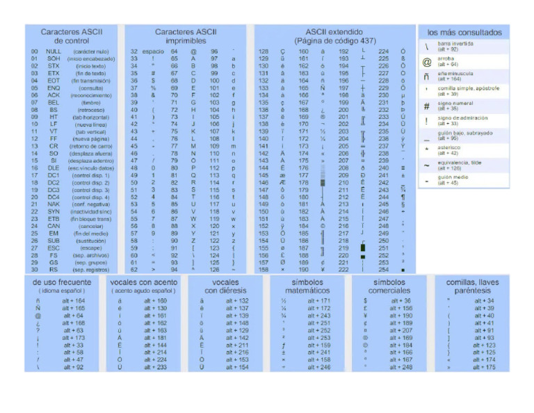 codigo ascii (PROGRAMACION) | PDF