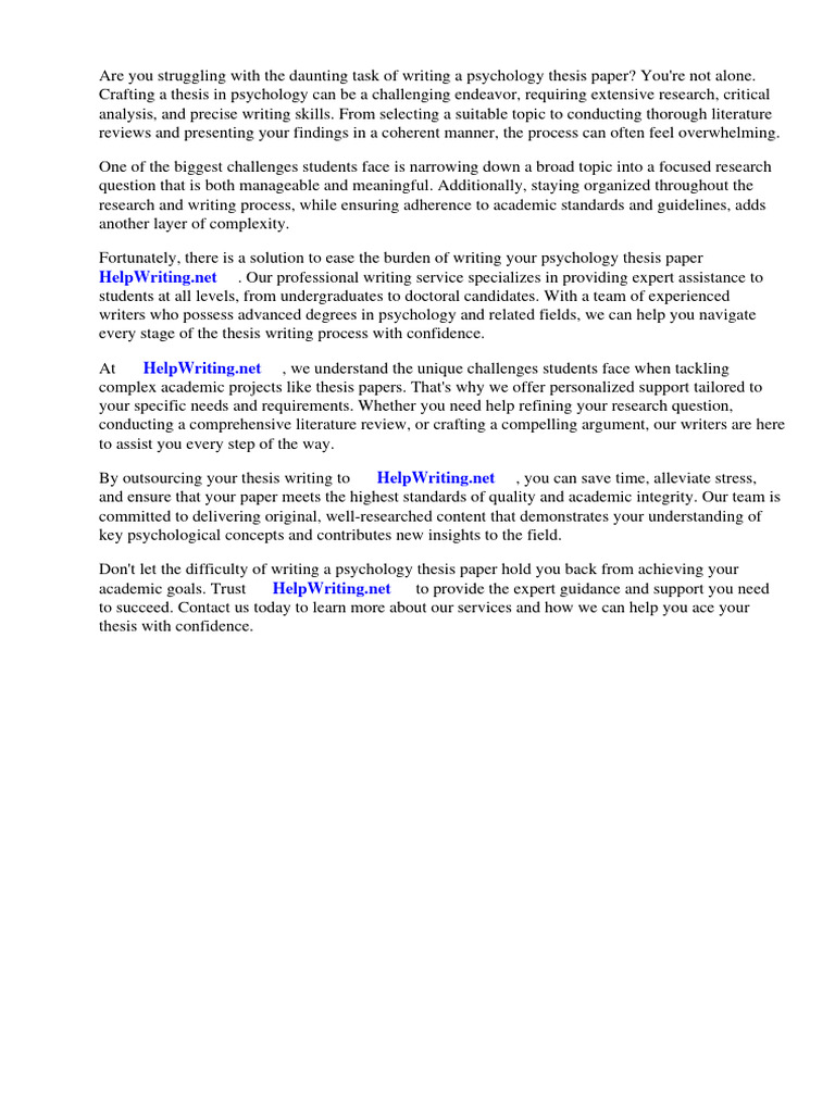 Psychology Thesis Paper Ideas | PDF | Psychology | Thesis