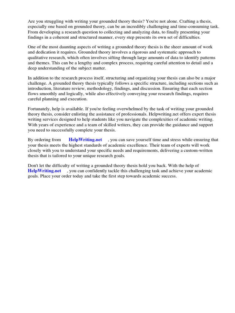 Grounded Theory Thesis Structure | PDF | Methodology | Qualitative Research