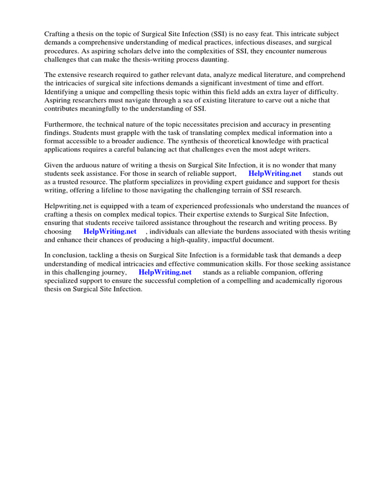 Thesis Topic On Surgical Site Infection | PDF | Infection | Surgery