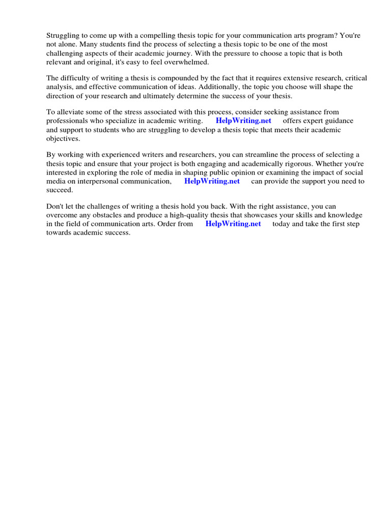 Thesis Topics For Communication Arts Students | PDF | Thesis ...