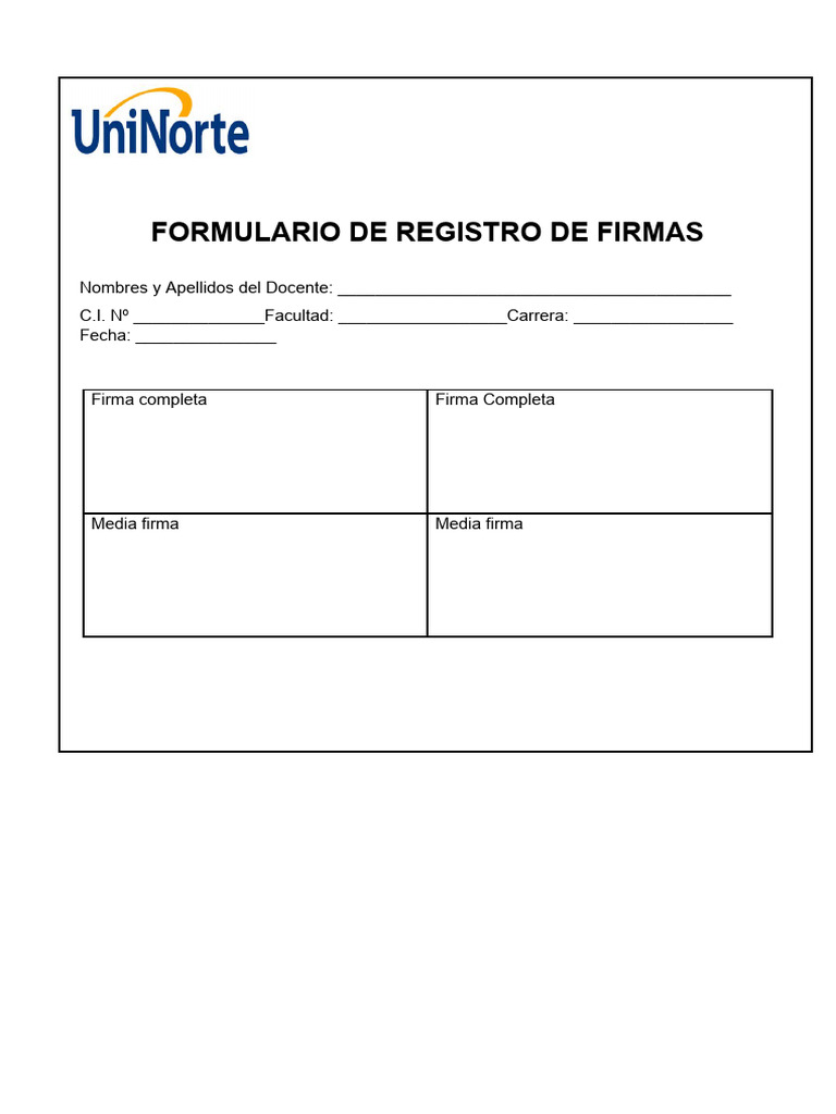 03 - MODELO Registro de Firmas Docentes | PDF