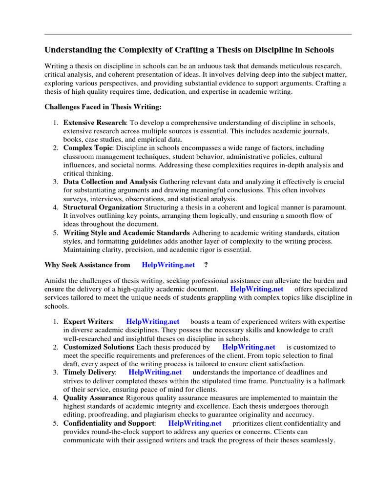 Thesis On Discipline in Schools | PDF | Disciplines | Critical Thinking