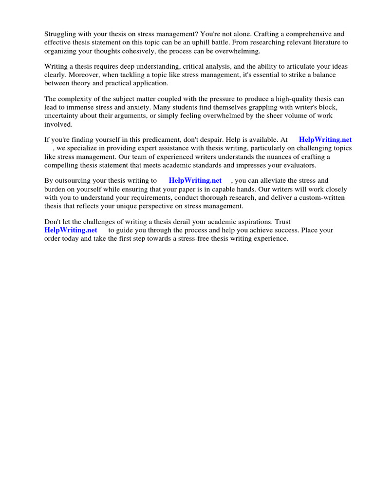 Thesis Statement Stress Management | PDF