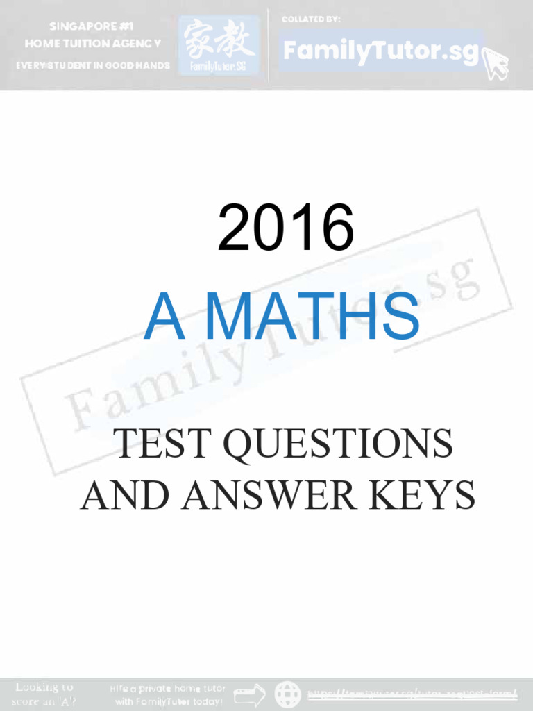 A Maths: Test Questions and Answer Keys | PDF | Mathematics