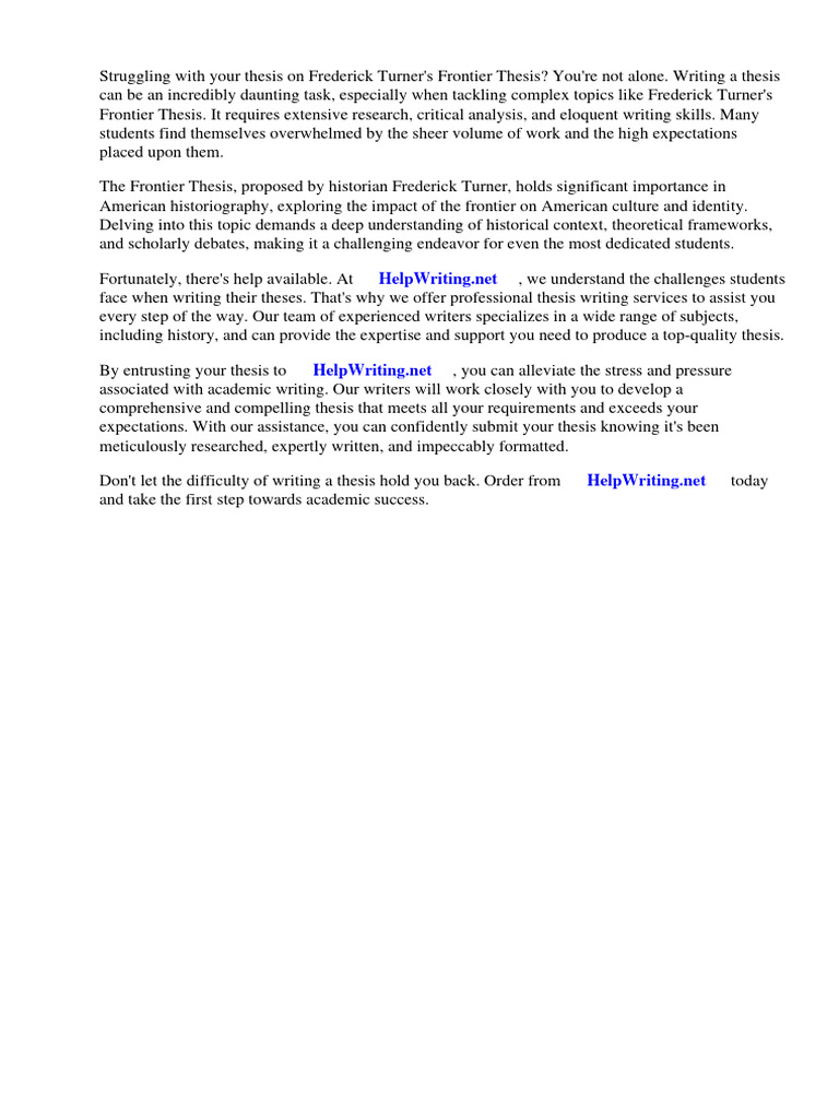 Frontier Thesis Frederick Turner | PDF | American Frontier | The United ...