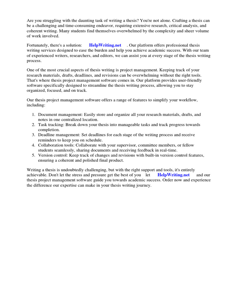 Thesis Writing Help and Management Tools | PDF | Project Management ...