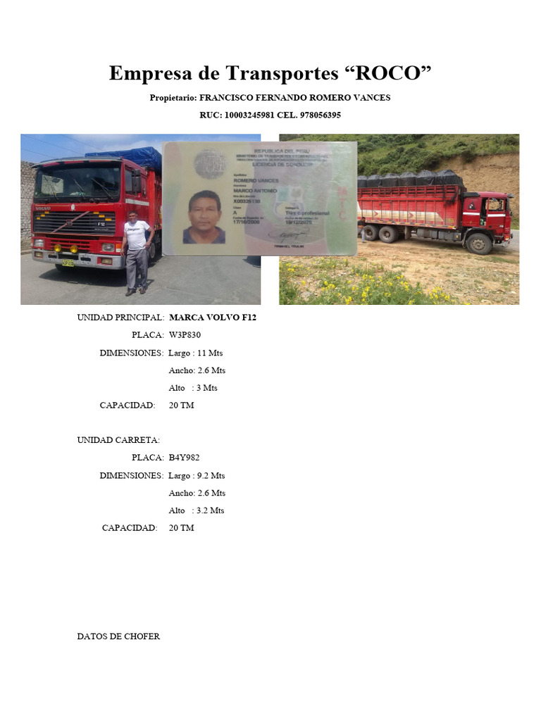 Información de Transporte ROCO | PDF | Negocios