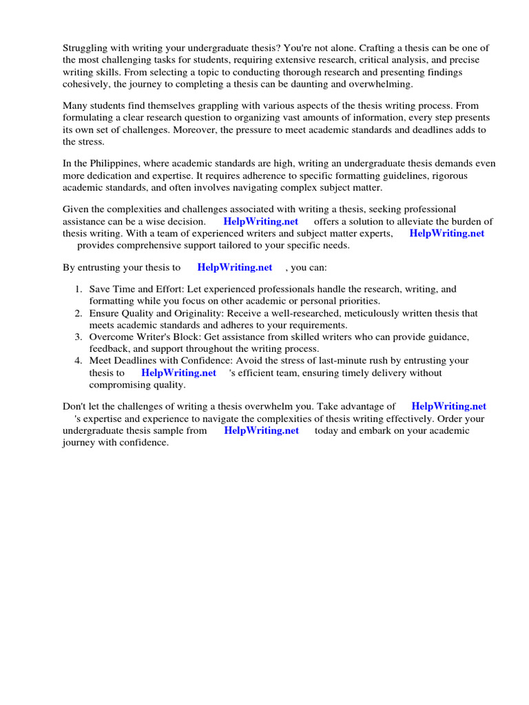 Undergraduate Thesis Sample Philippines | PDF | Thesis | Teachers