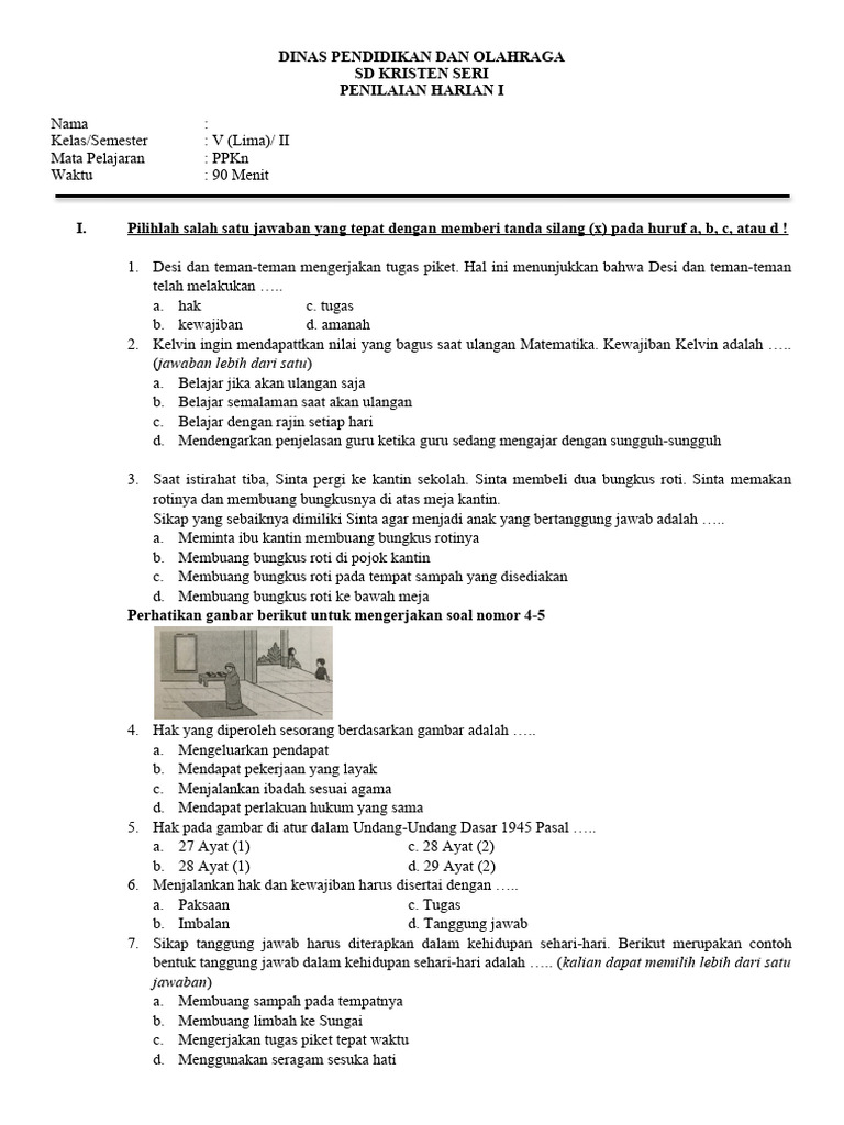 Soal PH 1 PPKN Semester 2 | PDF | Karier & Perkembangan | Seni & Disiplin Bahasa