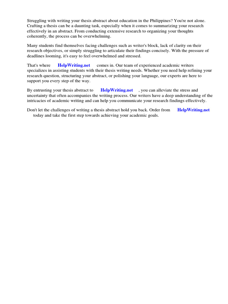 Thesis Abstract About Education in The Philippines | PDF | Thesis ...