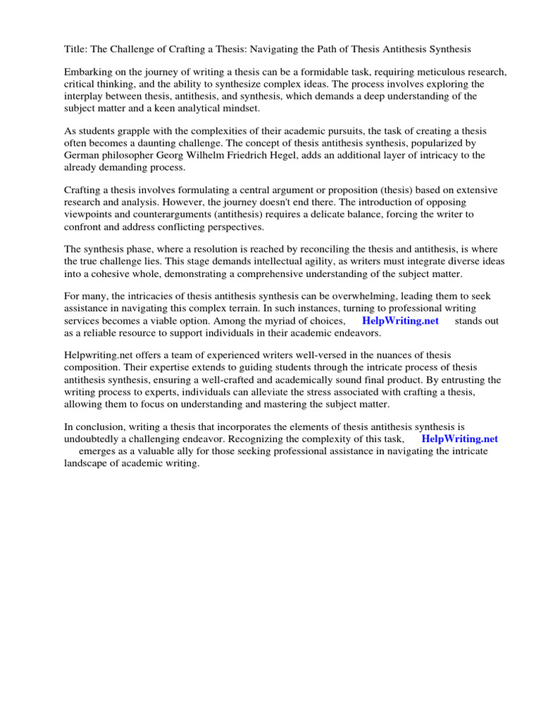 Thesis Antithesis Synthesis | PDF