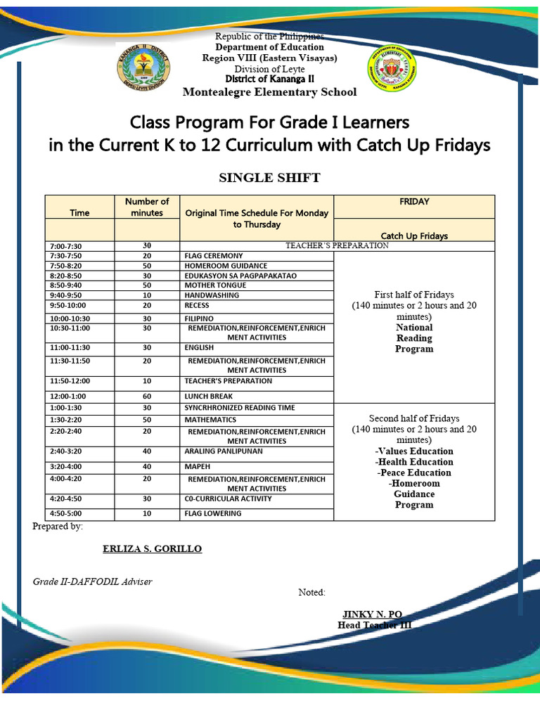 Catch Up Fridays Classprogram | PDF | Educational Institutions | Schools